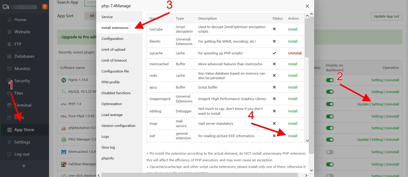 Hướng dẫn enable Exif trên directadmin