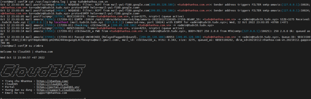 [Zimbra] Tạo whitelist và blacklist với Amavis Spam filtering - Nhan Hoa Knowledgebase