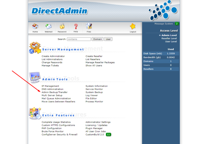 HƯỚNG DẪN BACKUP VÀ RESTORE DIRECTADMIN CHI TIẾT