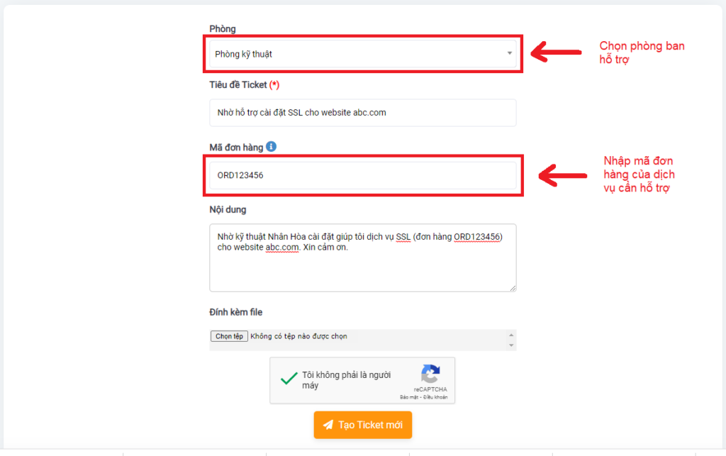 Hướng dẫn gửi yêu cầu hỗ trợ cho Nhân Hòa - Nhan Hoa Knowledgebase