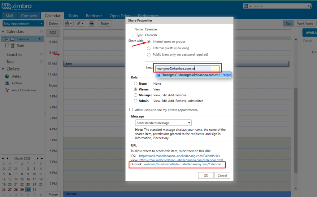 Hướng dẫn cấu hình đồng bộ Zimbra Calendar trên Outlook - Nhan Hoa ...