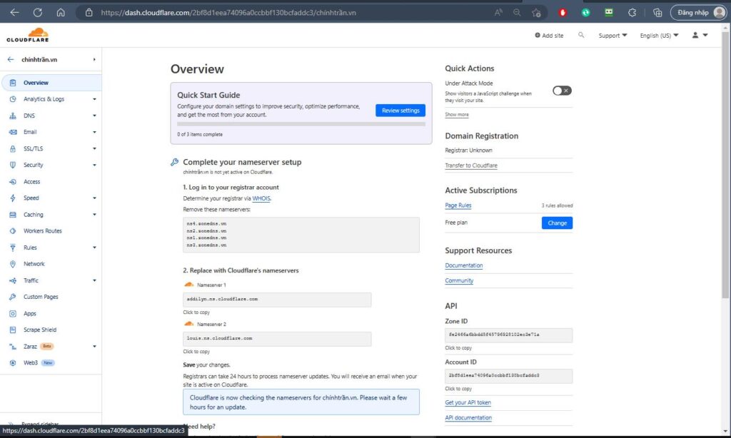 Trỏ tên miền về CloudFlare - Nhan Hoa Knowledgebase