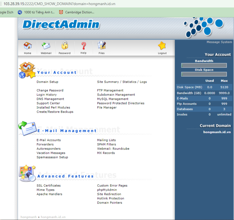 Hướng dẫn cài đặt SSL Free trên Directadmin