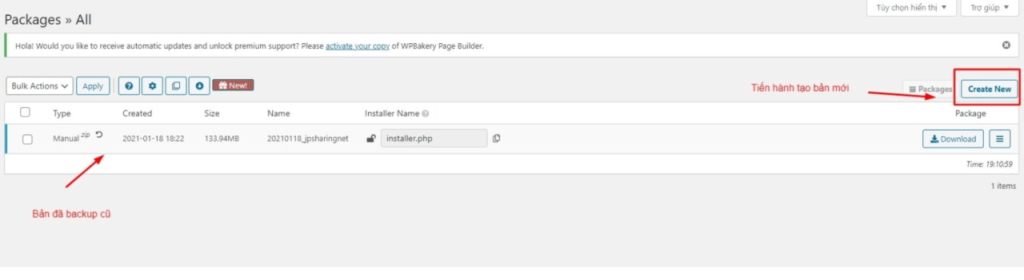 Hướng dẫn backup website Wordpress bằng plugins Duplicator Pro - Nhan Hoa Knowledgebase