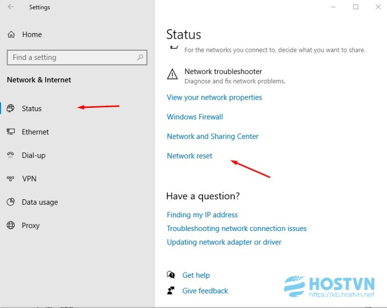Hướng dẫn reset network trên window 10 - Nhan Hoa Knowledgebase