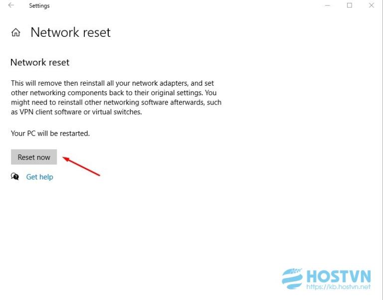 Hướng dẫn reset network trên window 10 - Nhan Hoa Knowledgebase