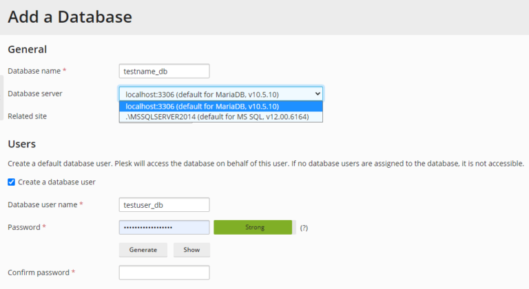 Hướng dẫn tạo database trên Hosting Plesk - Nhan Hoa Knowledgebase