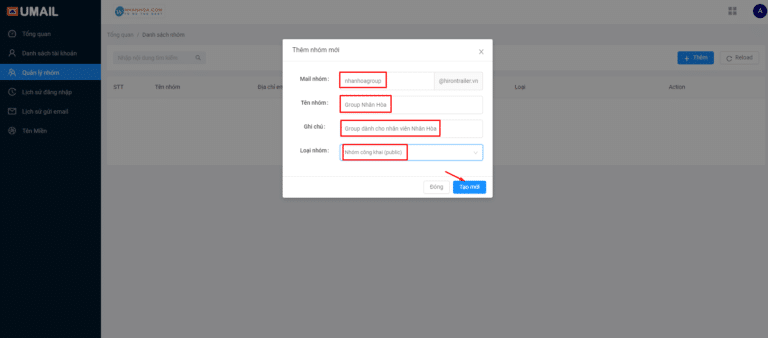 Hướng dẫn sử dụng tài khoản quản trị Umail - Nhan Hoa Knowledgebase