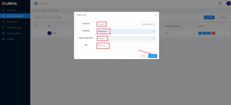 Hướng dẫn sử dụng tài khoản quản trị Umail - Nhan Hoa Knowledgebase