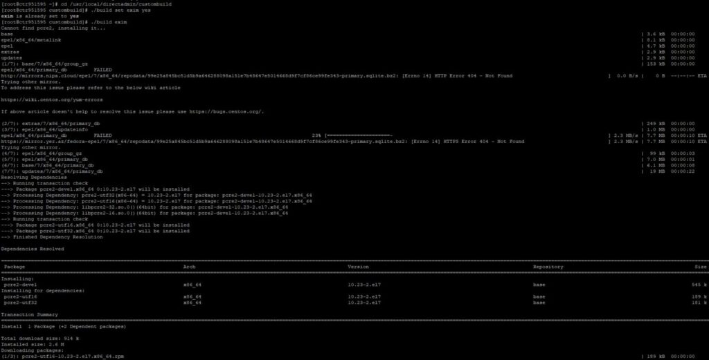 Hướng dẫn build Exim trên Directadmin - Nhan Hoa Knowledgebase